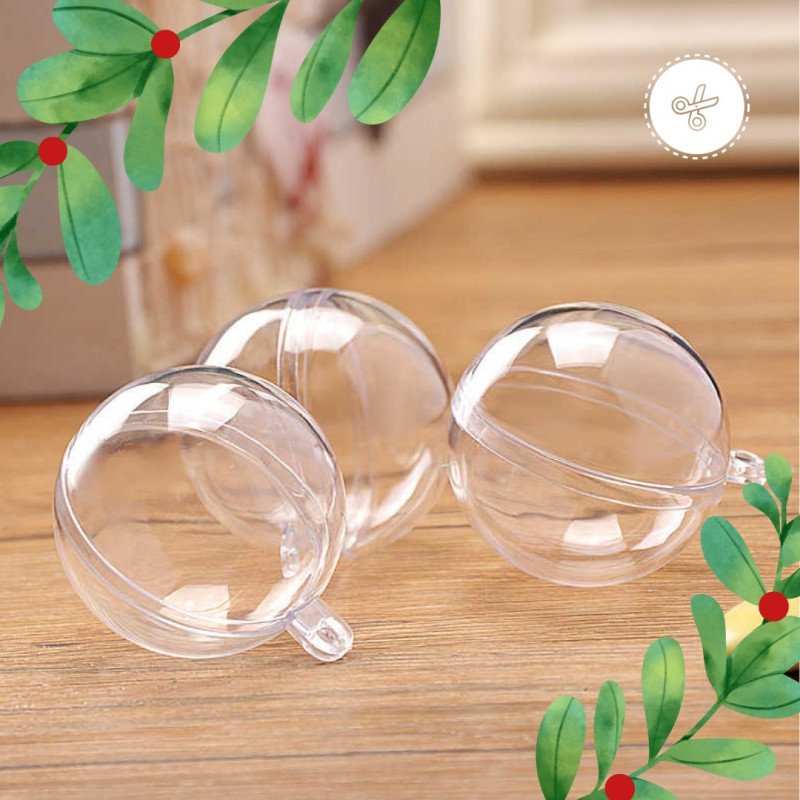 ESFERAS TRANSPARENTES 10CM X12 UNDS